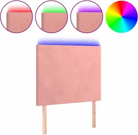 Čelo postele s LED růžové 100x5x118/128 cm samet 3122191
