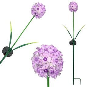 Zapichovací zahradní solární světlo Flower, 70 cm, kov/plast, fialová
