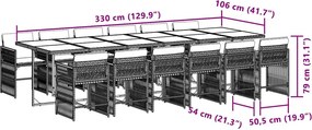 13dílný zahradní jídelní set s poduškami mix béžové polyratan 3211668