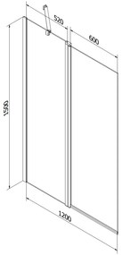 Mexen Flip, vanová zástěna 1-křídlová 120 x 150 cm, otočné křídlo, 6 mm čiré sklo, zlatý profil, 894-120-101-50-00