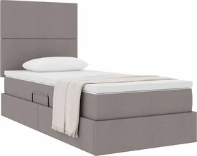 Postel s úložným prostorem a matrací Taupe 90 x 200 cm textil 3371694