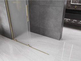 Mexen Velar, sprchová zástěna s posuvnými dveřmi Walk-in 130 x 200 cm, 8mm sklo námraza, zlatá lesklá, 871-130-000-33-50