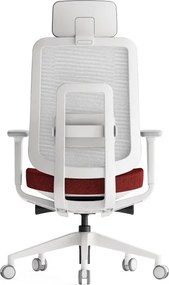 Kancelářská ergonomická židle K42 WHITE SP – síťovaná/ čalouněná, červená