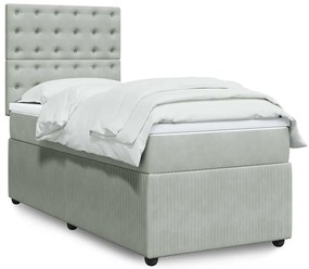 Box spring postel s matrací světle šedá 100x200 cm samet 3292274