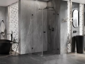 Mexen Lunar T výklopný sprchový kout pravý 120 x 120 cm, čiré sklo, černá matná, 834T-120-120-70-00-P