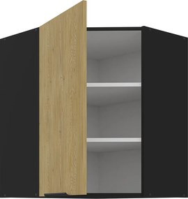 CREMONA cc | horní kuchyňská skříňka 60x60 GN-72 1F (45°) rohová s policemi | 60x60 cm | černá/cremona