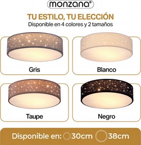 Stropní svítidlo bílý textil Ø38cm hvězdná obloha