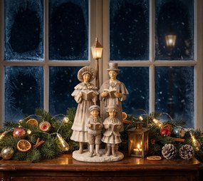 Béžová vánoční dekorace sbor Christmas Choir - 15*11*30 cm