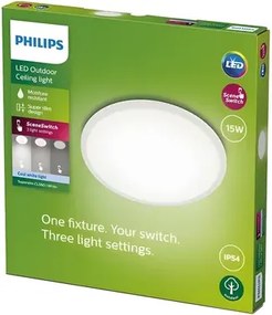 Philips SuperSlim SSW bílá / Stropní LED svítidlo / 15W / 4000K / IP54