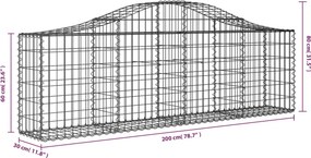 Klenuté gabionové koše 5 ks 200x30x60/80 cm pozinkované železo 3145391