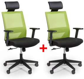 B2B Partner Kancelářská židle se síťovaným opěrákem WOLF, nastavitelné područky, plastový kříž, 1+1 ZDARMA, zelená
