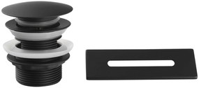 Aqualine - Set vanové výpusti a krytky přepadu, ClickClack, matná černá TF9005B