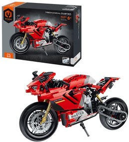MECHANICAL MASTER - Stavebnice Silniční motorka červená 557 ks