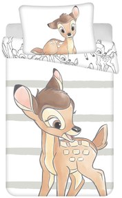 Jerry Fabrics Bavlněné povlečení 100x135 Bambi srnka pruhy do postýlky 4768 povlak na polštář 40x60