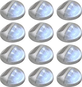 vidaXL Zahradní nástěnné solární lampy LED 12 ks kulaté [44473] Barva: Stříbrná