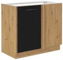 FALCO Rohová spodní kuchyňská skříňka Molly 105-DN-1F černá/dub artisan 9780