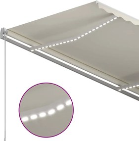 Ručně zatahovací markýza s LED světlem 350 x 250 cm krémová 3068882