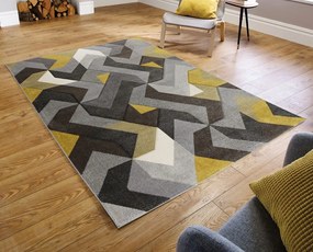 Flair Rugs koberce Kusový koberec Hand Carved Aurora Grey/Ochre - 160x230 cm