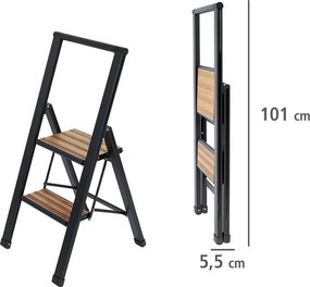 Skládací schůdkový žebřík, černý, 2 schody, WENKO
