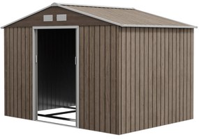 Outsunny kůlna na nářadí 4,9 m², zahradní kůlna s jednoplášťovou střechou, posuvné dveře, základy, 277 x 195 x 192 cm, pozinkovaná ocelová kůlna na n…