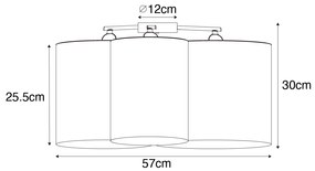 Stropní lampa bílá, šedá a hnědá 3-světlo - Multidrum