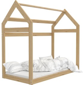 Dětská postel domeček 160 x 80 cm přírodní + matrace ZDARMA