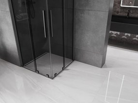 Mexen Velar Duo, sprchový kout s posuvnými dveřmi 100 x 100 cm, 8mm šedé sklo, broušený grafit, 871-100-100-42-95