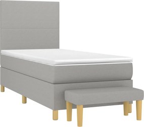 Box spring postel s matrací světle šedý 100 x 200 cm textil 3136973