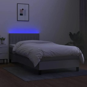 Box spring postel s matrací a LED světle šedá 100x200 cm textil 3133293