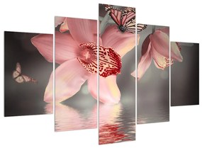 Obraz květů a motýla (150x105 cm)