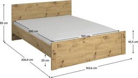 Postel, 160x200, dub artisan, AIRON Kondela 0000374724