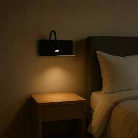 Nástěnné LED svítidlo Shelf, 1x LED 4+5+2w, 4000k, b/w, vypínač