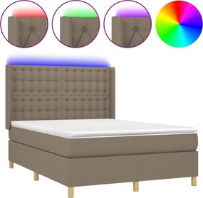 Box spring postel s matrací a LED taupe 140x200 cm textil 3139201
