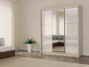 Luxusní šatní skříň 180 cm Gabriela Barva: Sonoma / Bílá, Zrcadlo: Ano
