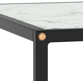 Konferenční stolek černý s bílým mramorovým sklem 80x80x35 cm - Default Title