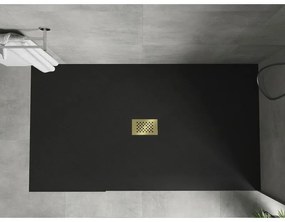 Mexen Hugo, obdélníková sprchová vanička SMC 180 x 100 cm, černá, zlatá krytka, 42701018-G