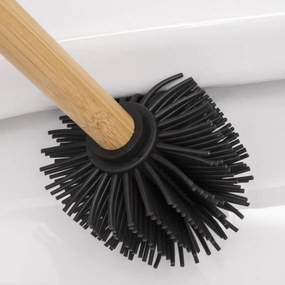Erga Bambo, WC kartáč se silikonovou hlavou a bambusovou rukojetí, 34 cm, černá/bambus, ERG-YKA-V.WCZ BAMBO-SILKA
