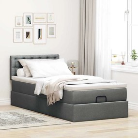 Osmanský rám postele s matrací tmavě šedá 100x200cm textil 3312451