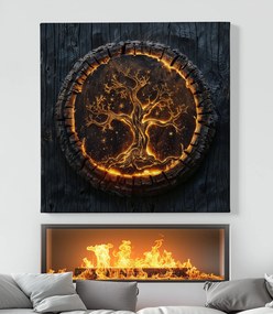 Obraz na plátně - Strom života Grand Fierro, dřevo styl FeelHappy.cz Velikost obrazu: 80 x 80 cm