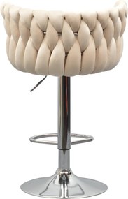 Designová barová židle, béžová Velvet látka/chrom, BRIN
