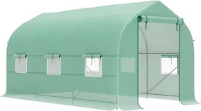 Zelený skleník Outsunny 4x2x2 m s 6 propustnými okny a zipovým rolovacím dveřmi pro pěstování rostlin a zeleniny