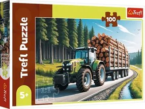 TREFL Puzzle Lesní traktor / 100 dílků / 41 x 27,5 cm / věk 5+