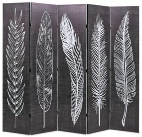 Skládací paraván 200 x 170 cm pírka černobílá 245891