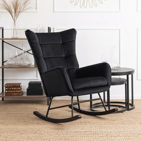 Designové houpací křeslo Bergen černá velur