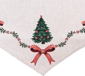 Béžový bavlněný běhoun se stromky Christmas Harmony - 50*160 cm