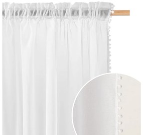 Room99 Záclona na pásce MALIA SPIRIT Bílá Pompony Velikost: 140 x 260 cm