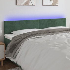 Čelo postele s LED tmavě zelené 160x5x78/88 cm samet 3121389