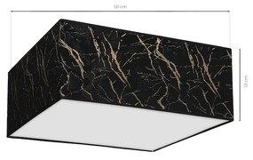 Stropní svítidlo Senso Square, 1x černé/zlaté textilní stínítko, (bílé plexisklo), (50 cm)