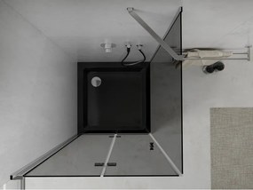 Mexen Lima, sprchový kout se skládacími dveřmi 80 (dveře) x 80 (stěna) cm, 6mm šedé sklo, chromový profil + slim sprchová vanička černá + chromový sifon, 856-080-080-01-40-4070