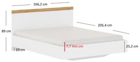 Manželská postel 160 cm Vina (bílá + dub wotan) (bez roštu a matrace). 1053364